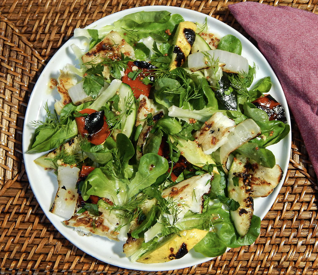 Grilled Summer Vegetable and Halloumi Salad | Allene Arnold, FNTP